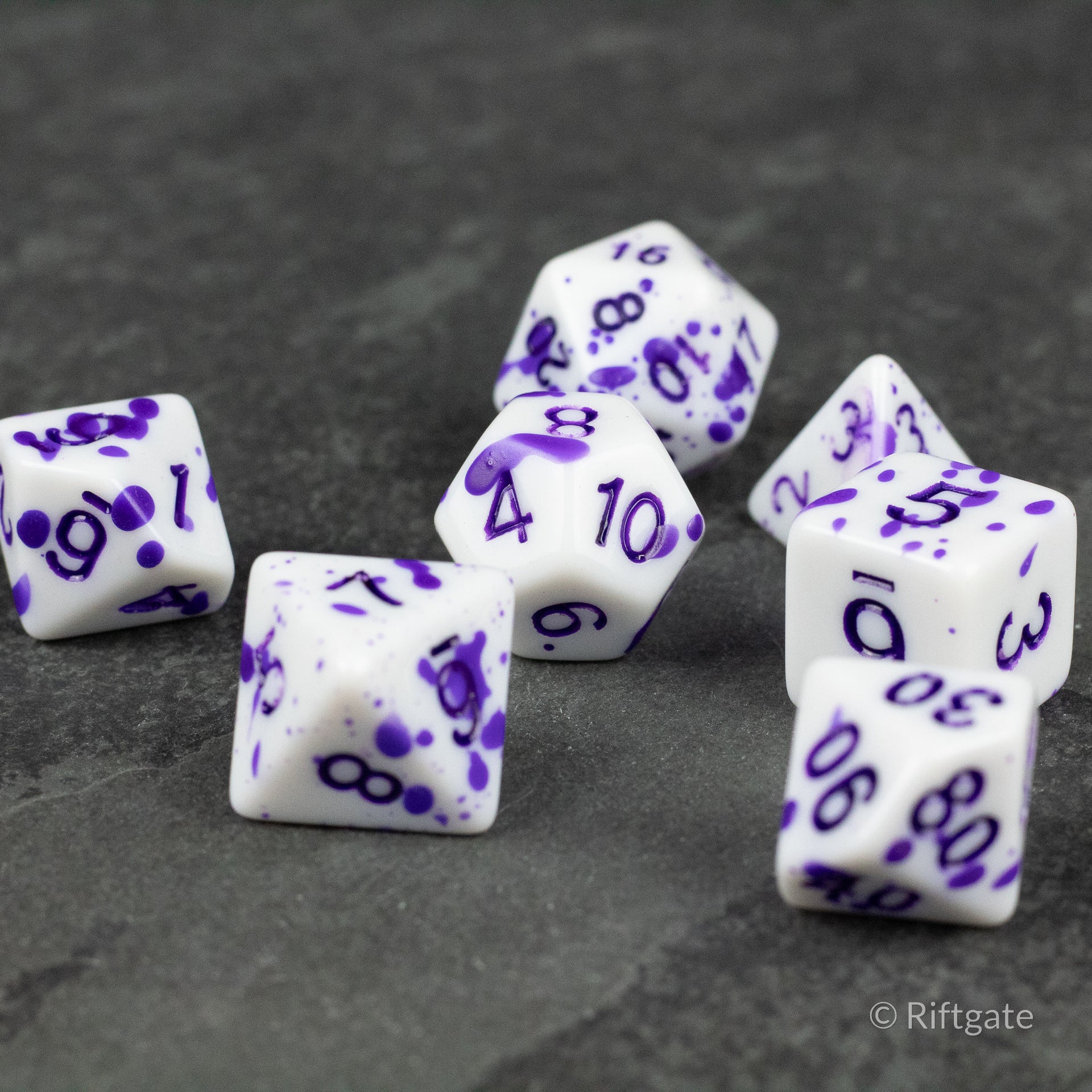 Color Change Purple Splatter Dice Set – Riftgate