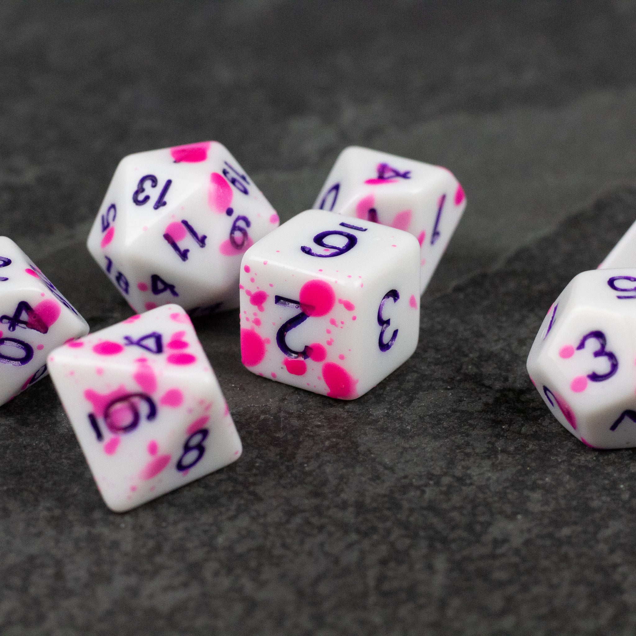 Color Change Purple Splatter Dice Set – Riftgate